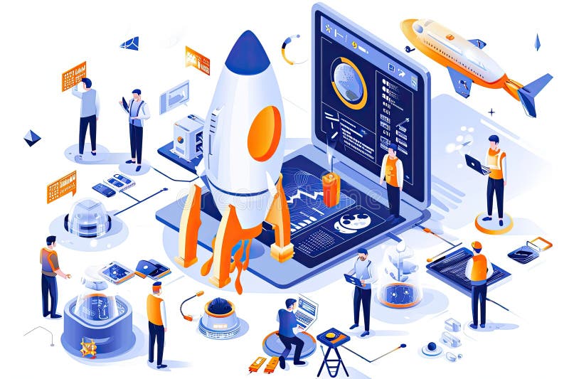 Launching New Product or Service. Technology Development Process Stock ...