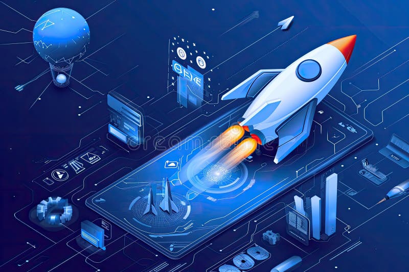 Launching New Product or Service. Technology Development Process Stock ...