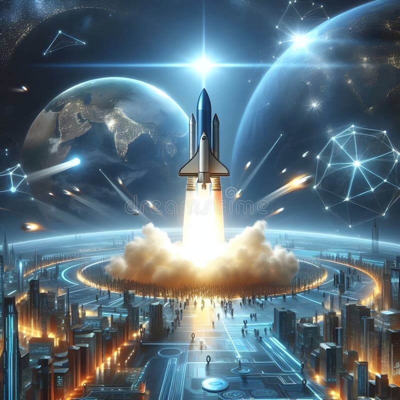 Technology Development Process. Space Rocket Launch Stock Image - Image ...
