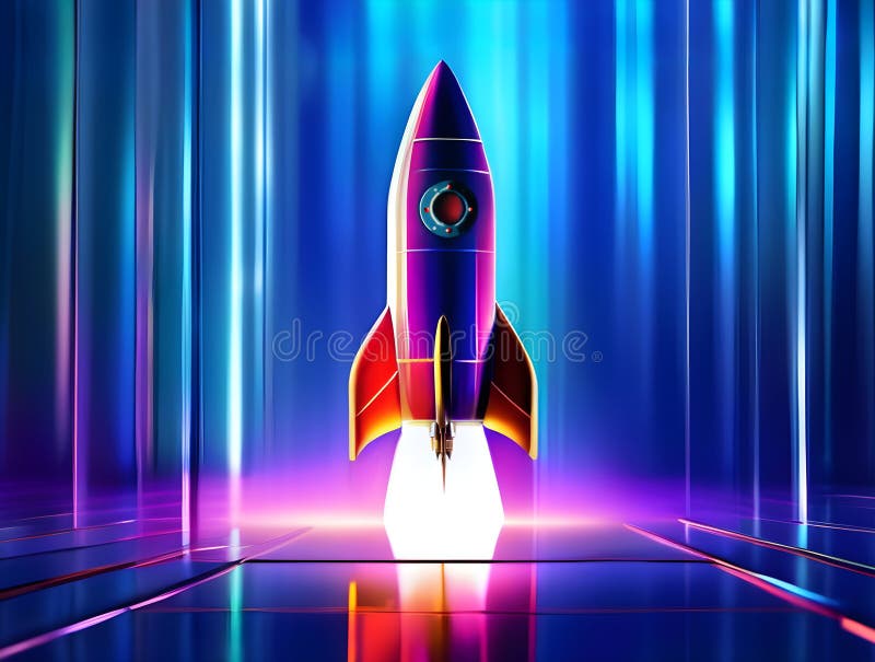 Launching a Pink Rocket from a Glass Surface Stock Illustration ...