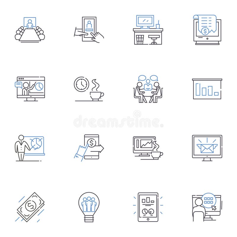 Launching Process Line Icons Collection. Strategy, Execution, Planning ...