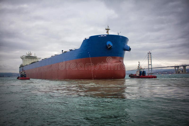 Launching of Renovated Tanker Cargo Ship from Dock To Water Stock Photo ...