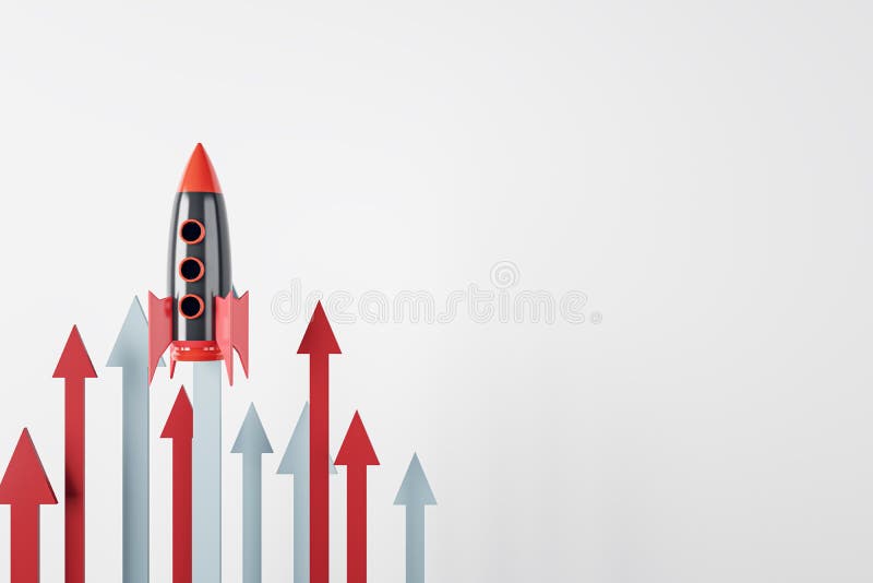 Launching Rocket with Arrows on Background with Mock Up Place. Start Up ...