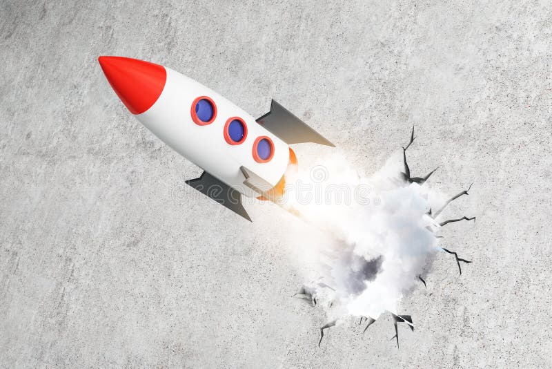 Launching Rocket on Concrete Background Stock Illustration ...
