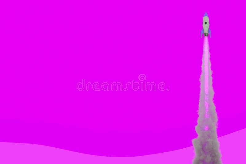Launching Rocket on Purple Background. Startup and Break through ...
