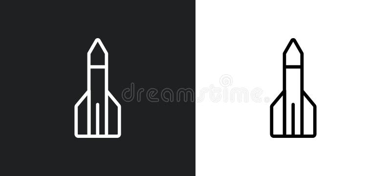 Launching Shuttle Outline Icon in White and Black Colors. Launching ...