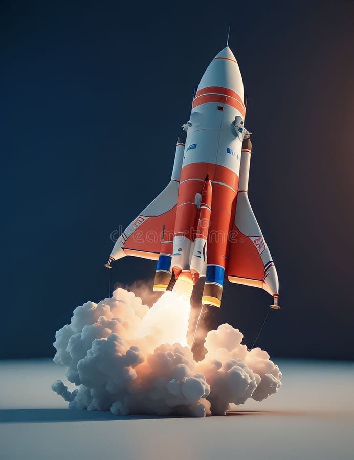 Launching Space Craft. Technology Development Process. Space Rocket ...