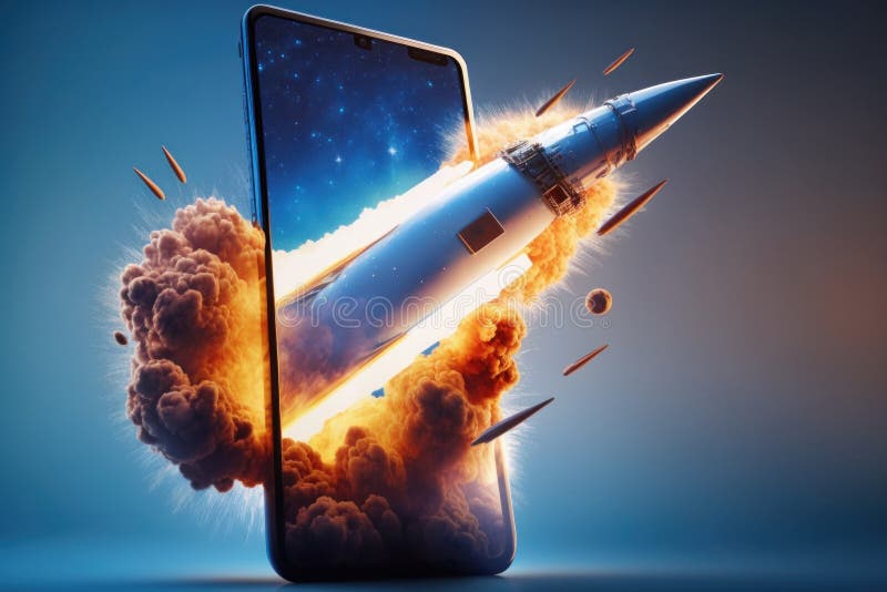 Launching Space Rocket from Laptop Screen, Generative AI Stock ... Launching Space Rocket from Laptop Screen, Generative AI Stock ...