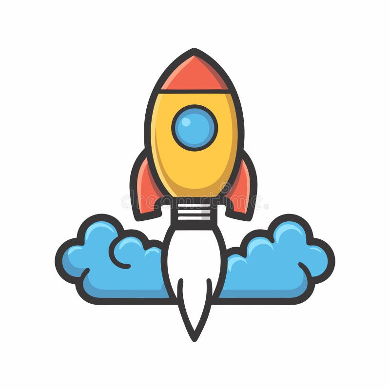 Launching a Startup: Rocket Ship Icon Illustration Stock Vector ...