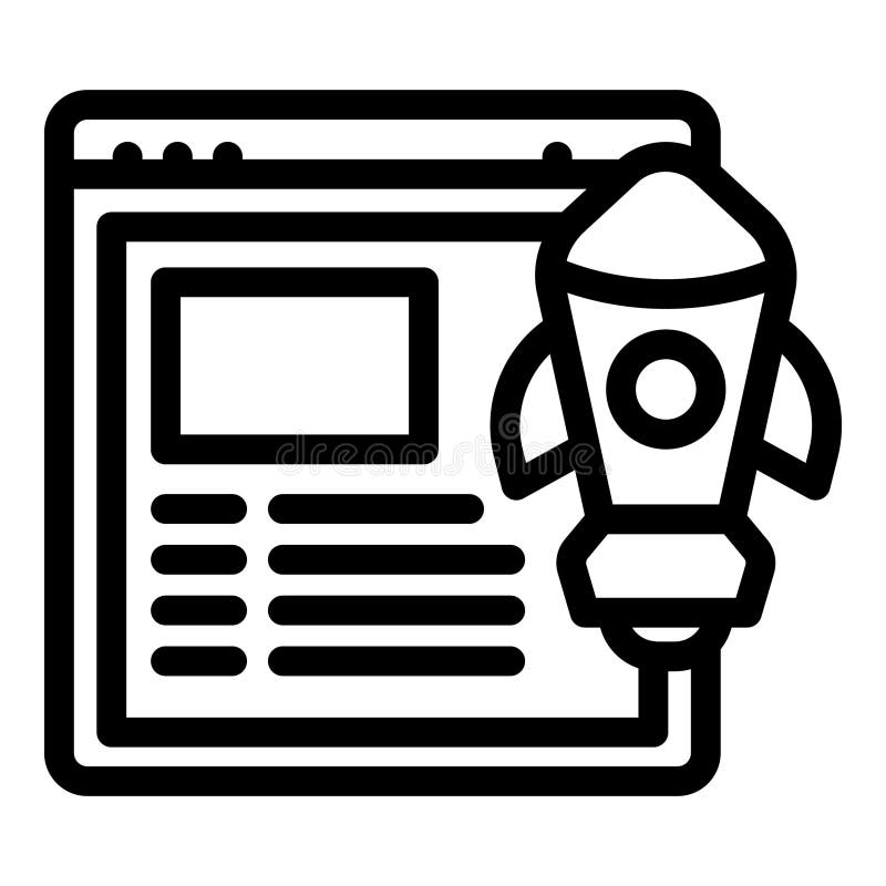 Launching Website Page Icon Outline Vector. Software Release Version ...