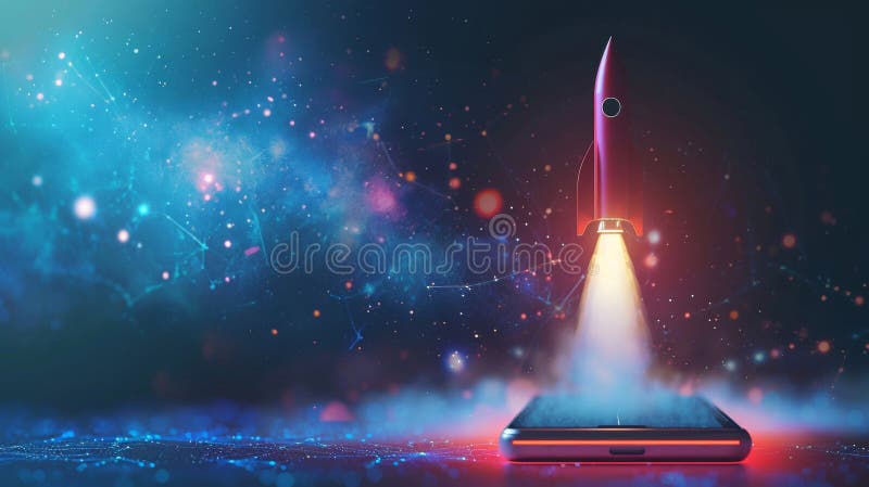 Launchpad Innovation - Rocket Launch from Smartphone Concept Stock ...