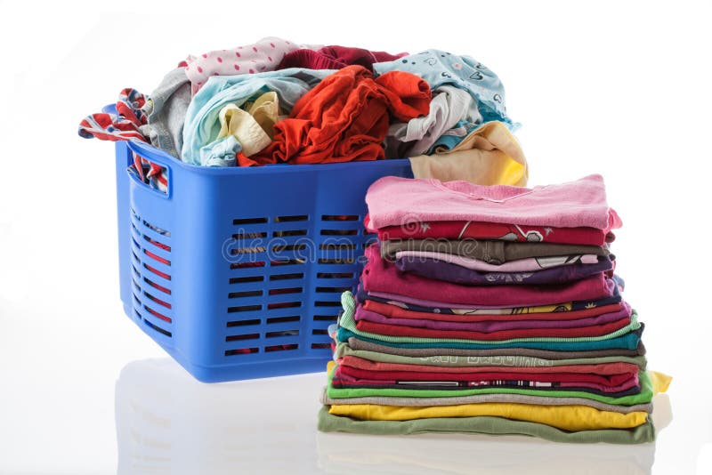 Bright Messy Clothes in a Laundry Basket Stock Image - Image of casual ...