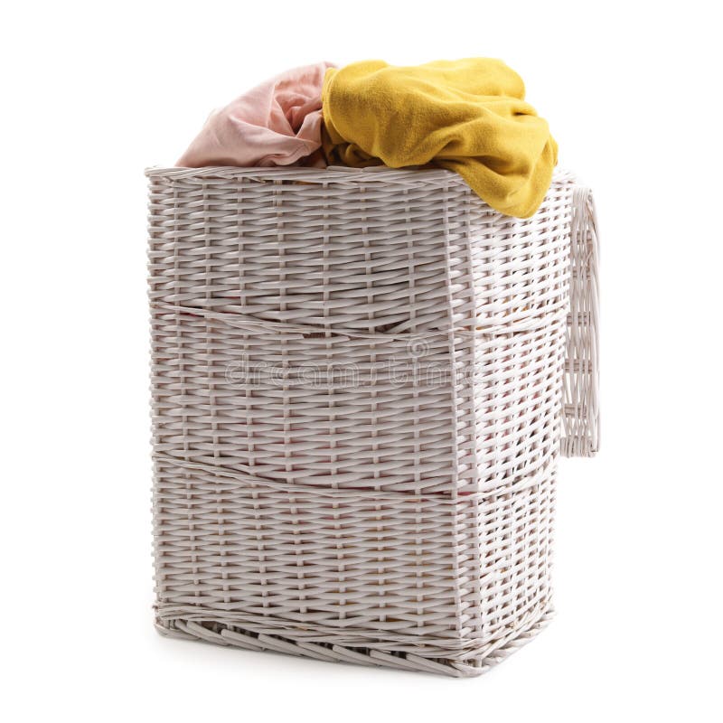 Laundry Basket with Dirty Clothes Isolated on Stock Image - Image of ...