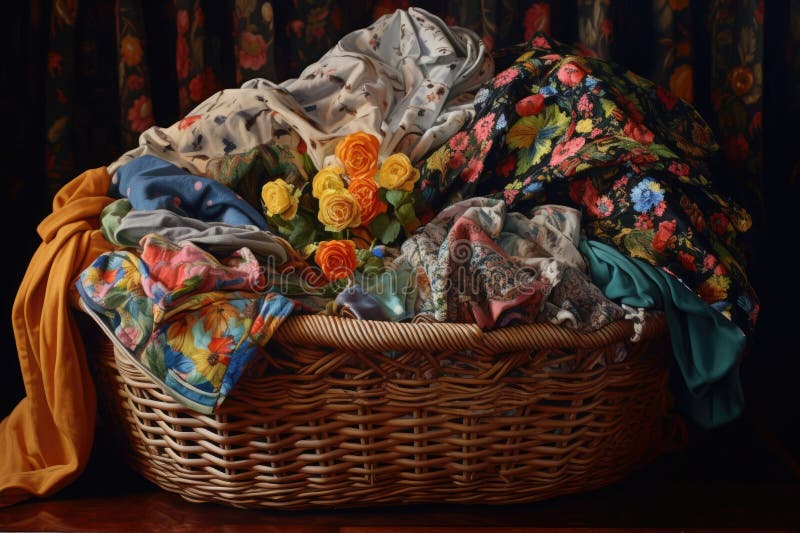 Laundry Basket Filled with Mixed Garments Stock Image - Image of chores ...