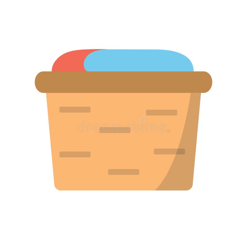 Laundry Basket Flat Icon Design Vector Illustration Stock Vector - Illustration of isolated ...