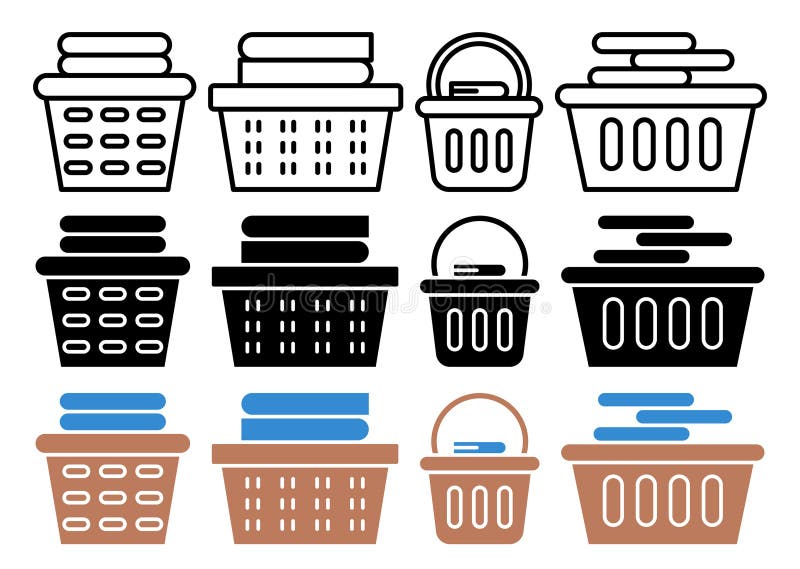 Laundry basket icon vector stock vector. Illustration of full - 348102299
