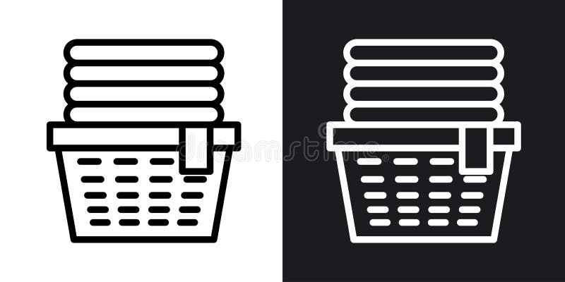 Laundry Basket Thin Line Vector Icon Set Stock Illustration ...