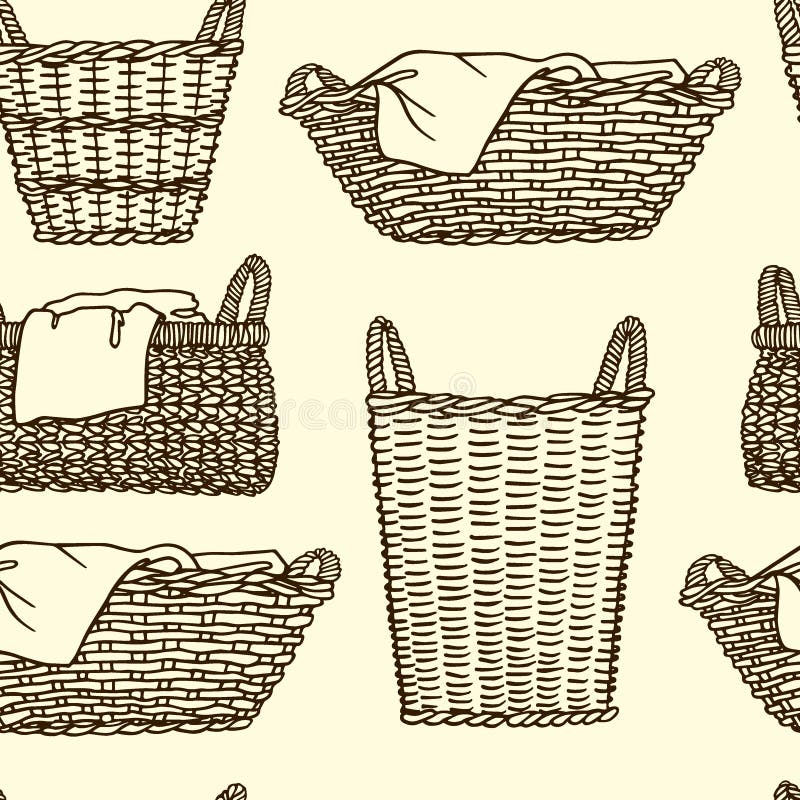 Laundry Basket Illustration Stock Vector - Illustration of retro, dirty ...