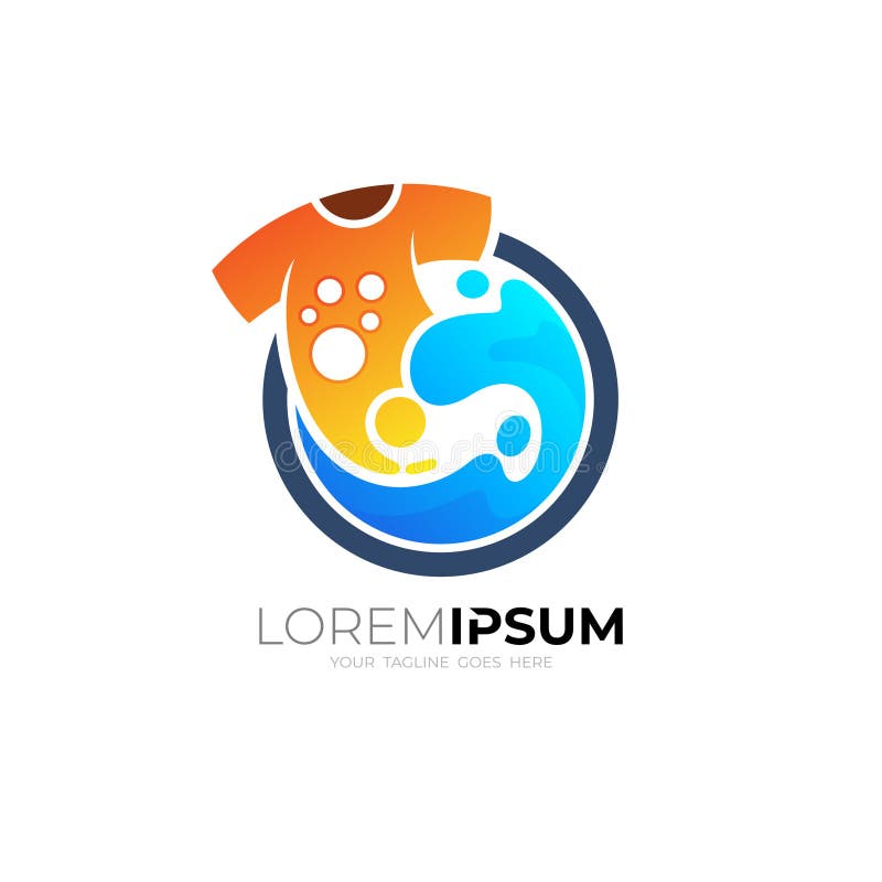 Laundry Business Logo, Icon of Clothes Being Washed in a Washing ...