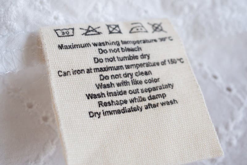 Laundry Care Washing Instructions Clothes Label Stock Image - Image of ...