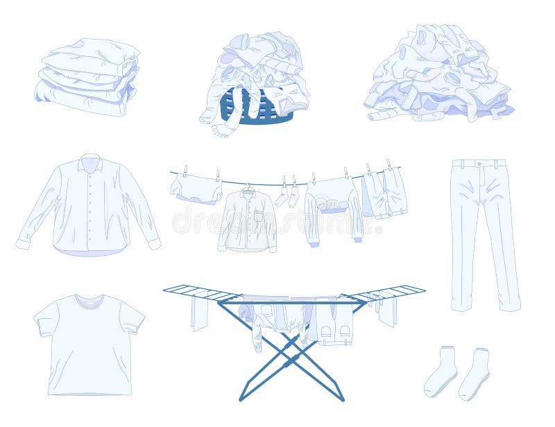Laundry Clothes Compositions Set Stock Vector - Illustration of service ...