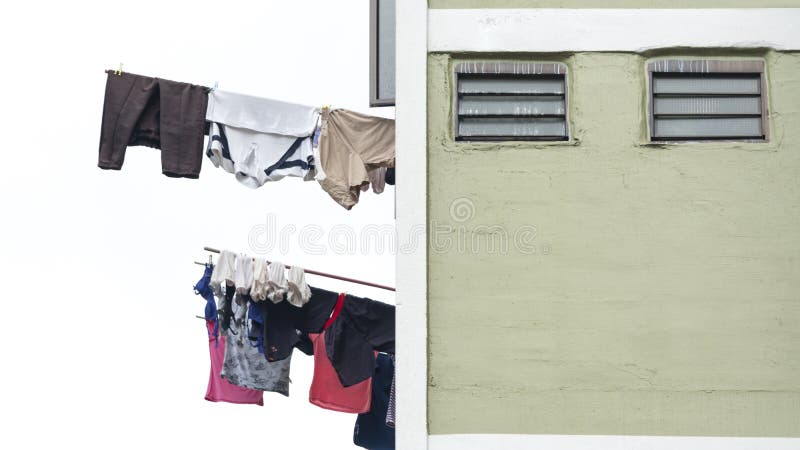 Laundry Clothes Hanging Drying on Window Building Stock Photo - Image ...