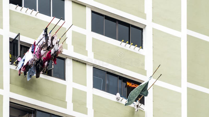 Laundry Clothes Hanging Drying on Window Building Stock Photo - Image ...