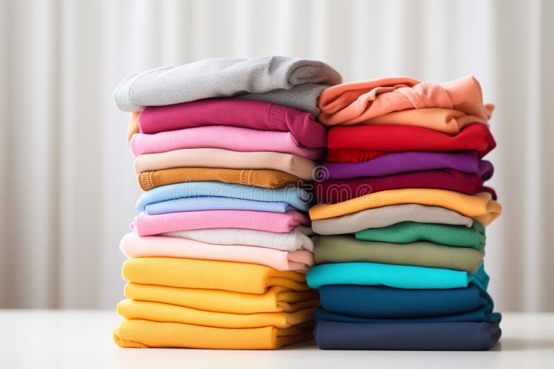 Laundry Day Harmony: Neat Clothes Stack Stock Illustration ...