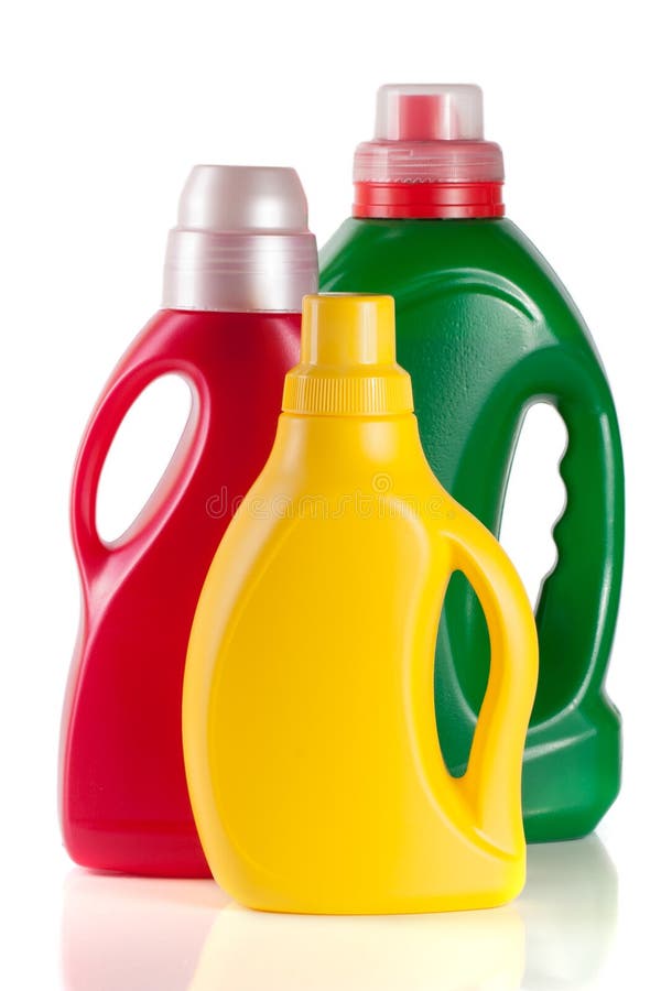 Laundry Detergent Bottle with Fabric Softener Isolated on White ...