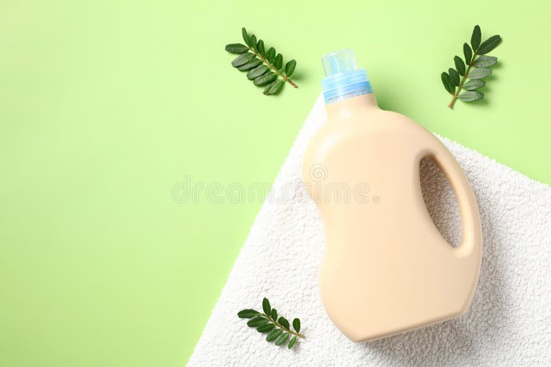 Laundry Detergent for Children on Towel, Eco-friendly, Top View Stock ...