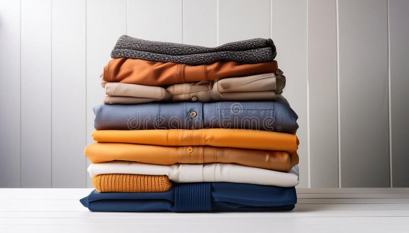 Laundry Detergent and Clean Clothes Lying on Table Stock Illustration ...