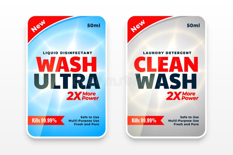 Detergent Cleaner and Disinfectant Labels Set of Two Stock Vector ...