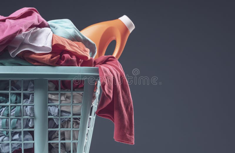 Laundry Detergent and Dirty Clothes Stock Photo - Image of cleaning ...
