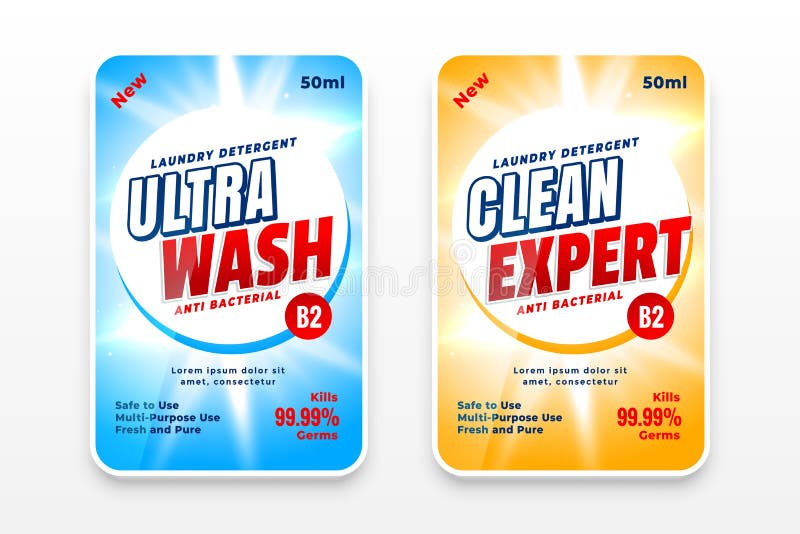 Laundry Detergent or Disinfectant Labels Design Template Stock Vector ...