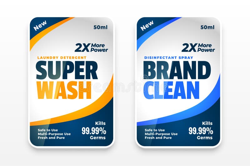 Laundry Detergent Labels and Stickers Set Stock Vector - Illustration ...
