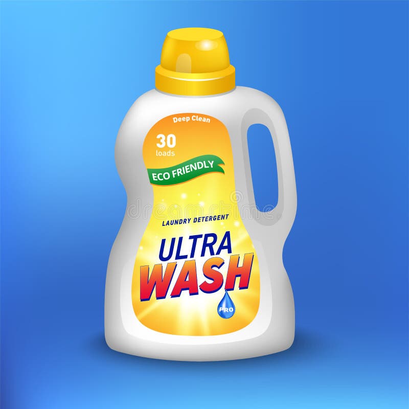 Laundry Detergent Package Design, White Container Bottle with Label in ...