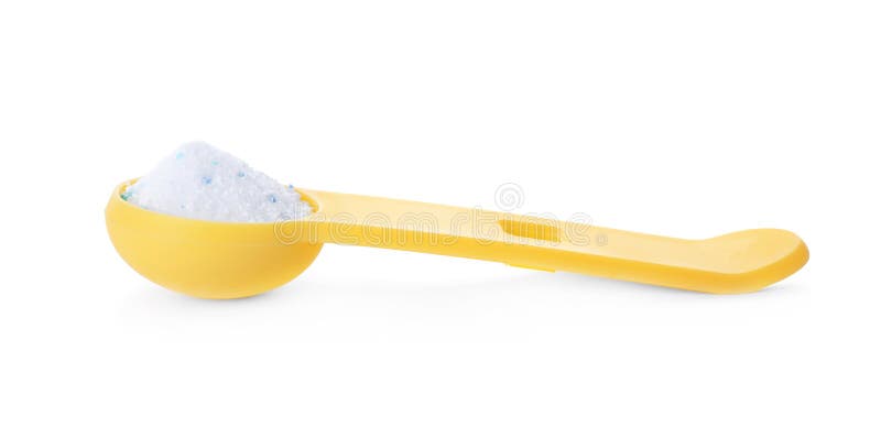 Laundry Detergent in Plastic Spoon on White Background Stock Image ...
