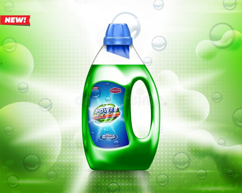 Laundry Detergent Banner. Blank Bottle Filled by Detergent with Liquid ...
