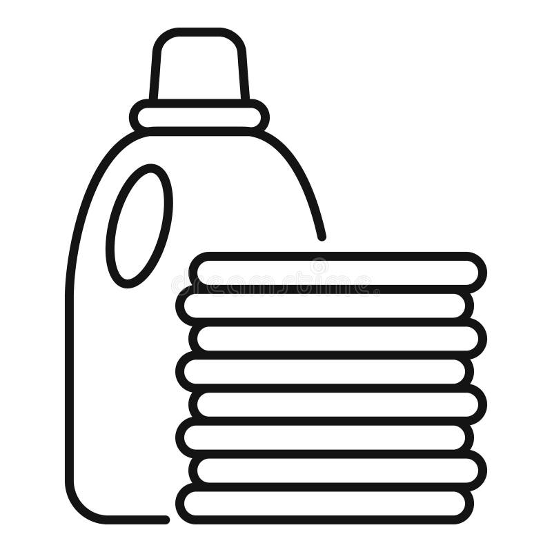 Laundry Detergent Standing Next To a Stack of Clean Clothes Stock ...