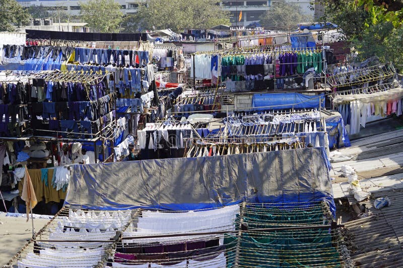 Laundry at the Dhobi Ghat Slum in Mumbai Stock Image - Image of ...
