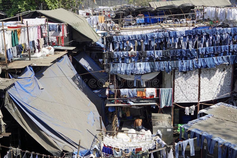 Laundry at the Dhobi Ghat Slum in Mumbai Stock Photo - Image of culture ...