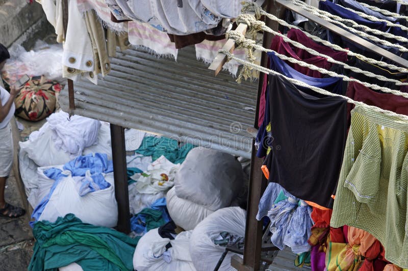 Laundry at the Dhobi Ghat Slum in Mumbai Stock Photo - Image of clothes ...