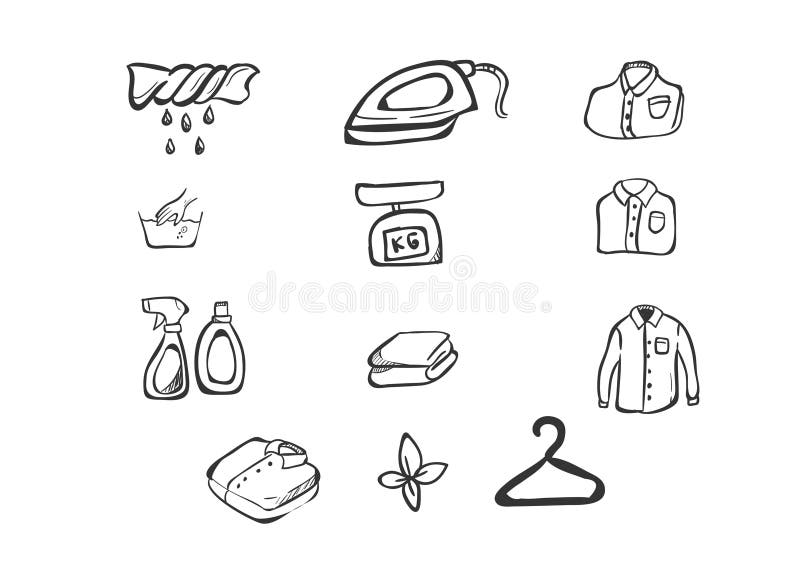 Laundry Doodle Icon Vector Simple Art Stock Vector - Illustration of ...