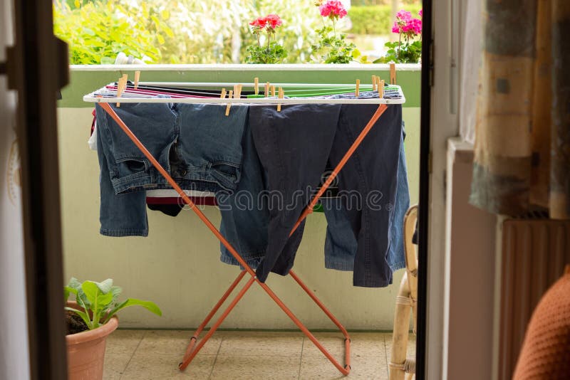 Laundry Dries on the Balcony Stock Photo - Image of machine, balcony ...