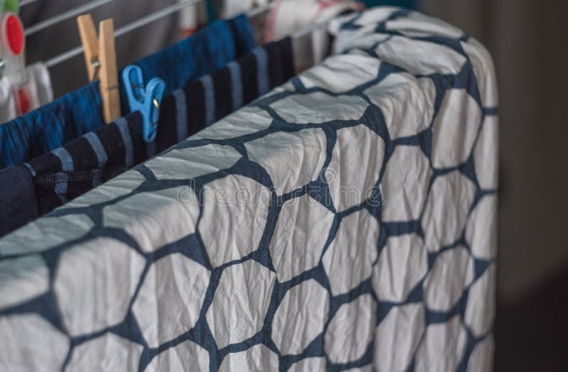 Laundry Dries on the Rack. Wet Laundry Texture Stock Image - Image of ...
