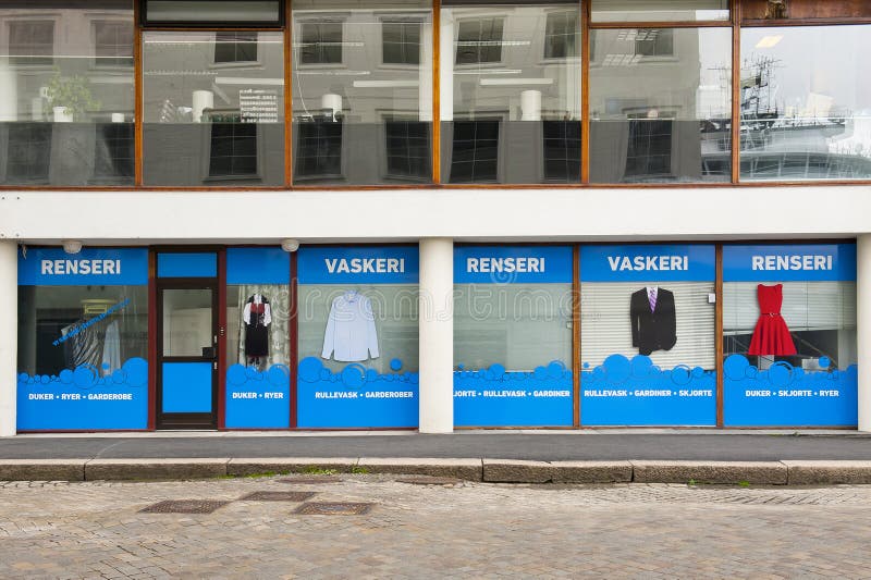 The Laundry and Dry Cleaning Store in Bergen, Norway Editorial ...