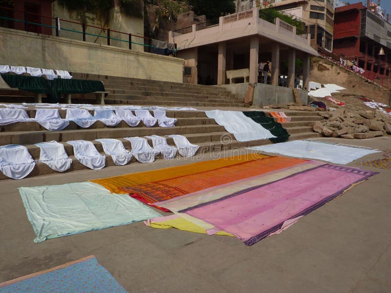 Laundry Drying on the Ghat Steps Stock Image - Image of ghat, india ...