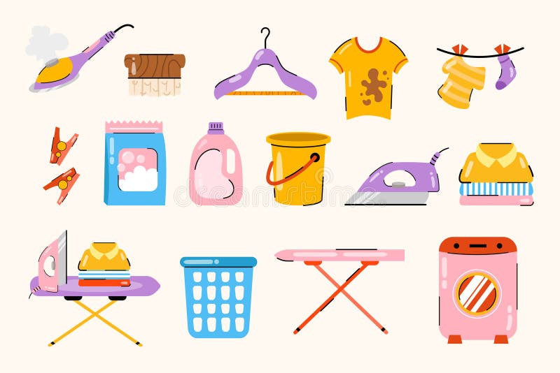 Laundry Element Illustration Pack Stock Vector - Illustration of clean, wash: 324417819