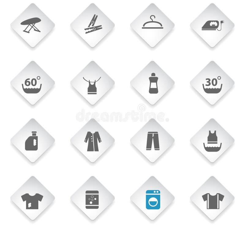 Laundry icon set stock vector. Illustration of basin - 135185440