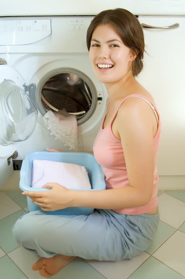 Laundry girl stock image. Image of person, clothing, adolescence - 6128865